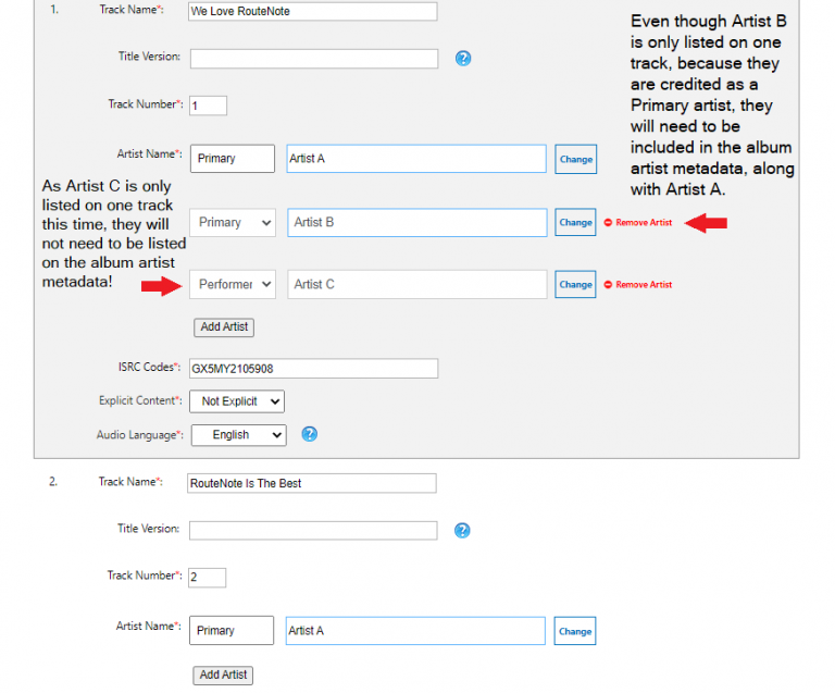 How do I format artists in multiple track releases? - RouteNote Support Hub