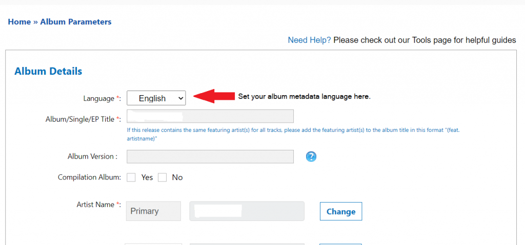 How do I set my release language? - RouteNote Support Hub