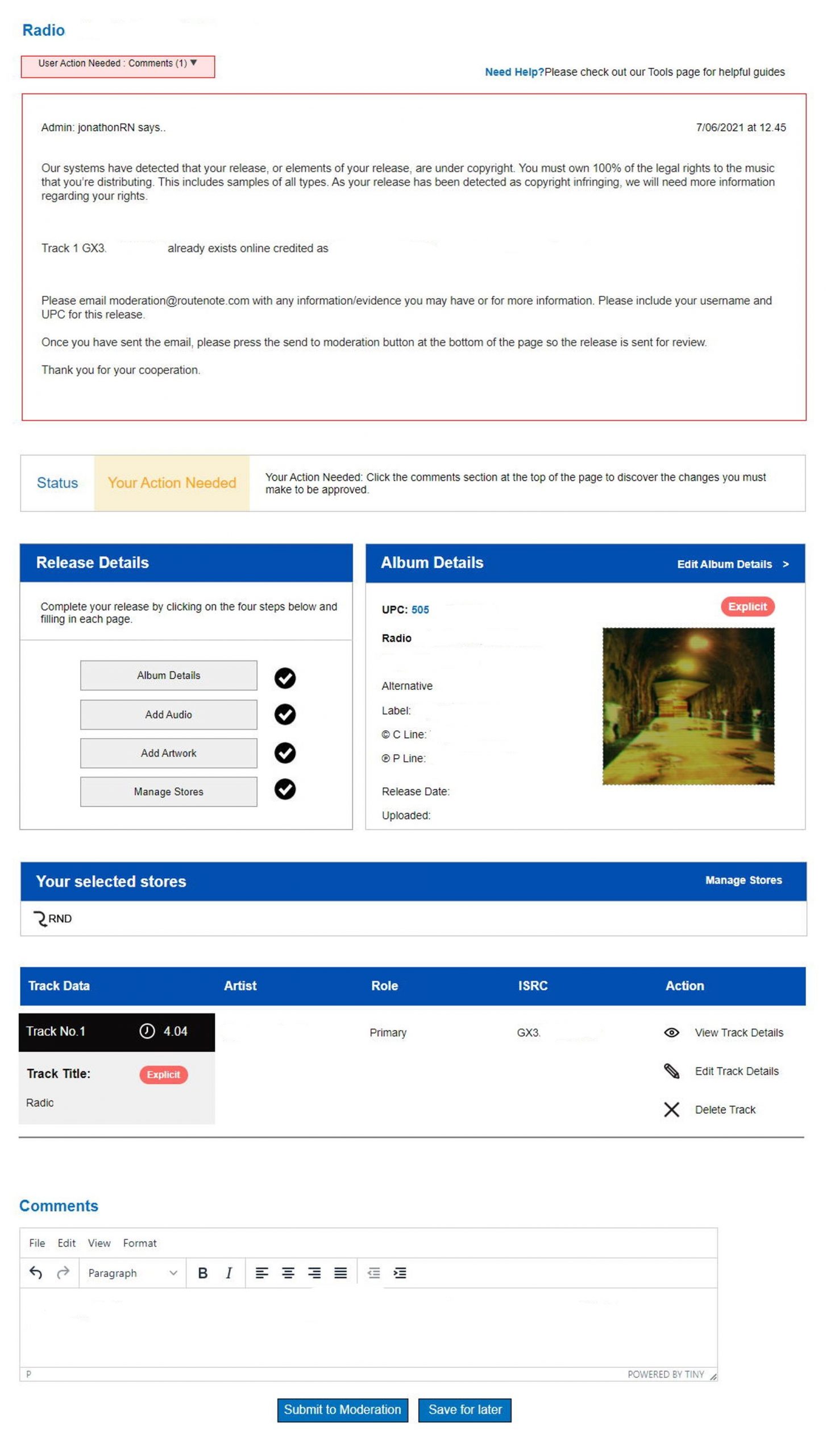How do I submit my release back to the moderation team? - RouteNote ...